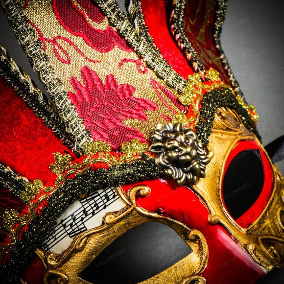 ILOVEMASKS | Accessories | Musical Eye Venetian Jester Jolly Mask Gold ...